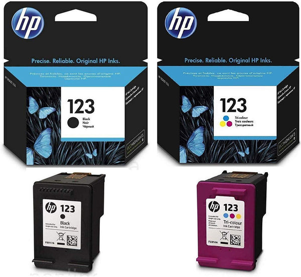 HP 123 Ink Cartridge Set, Black - F6V17AE & Tri-color - F6V16AE HP Des ...